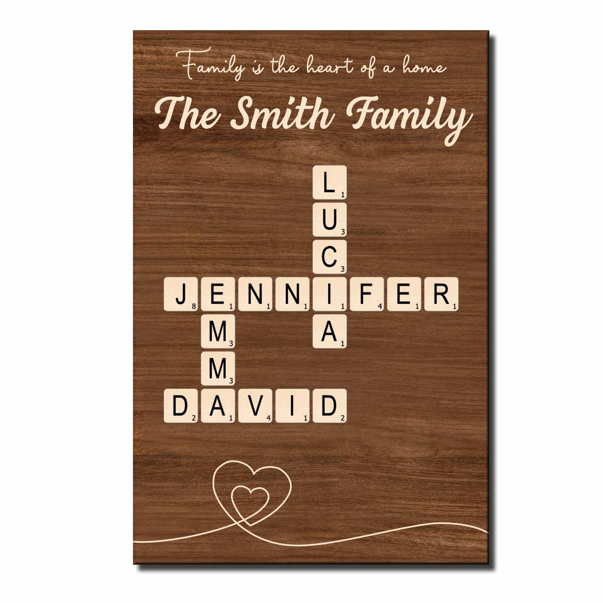 Family Is The Heart Of A Home With Scrabble Pieces, Personalized Custom ...
