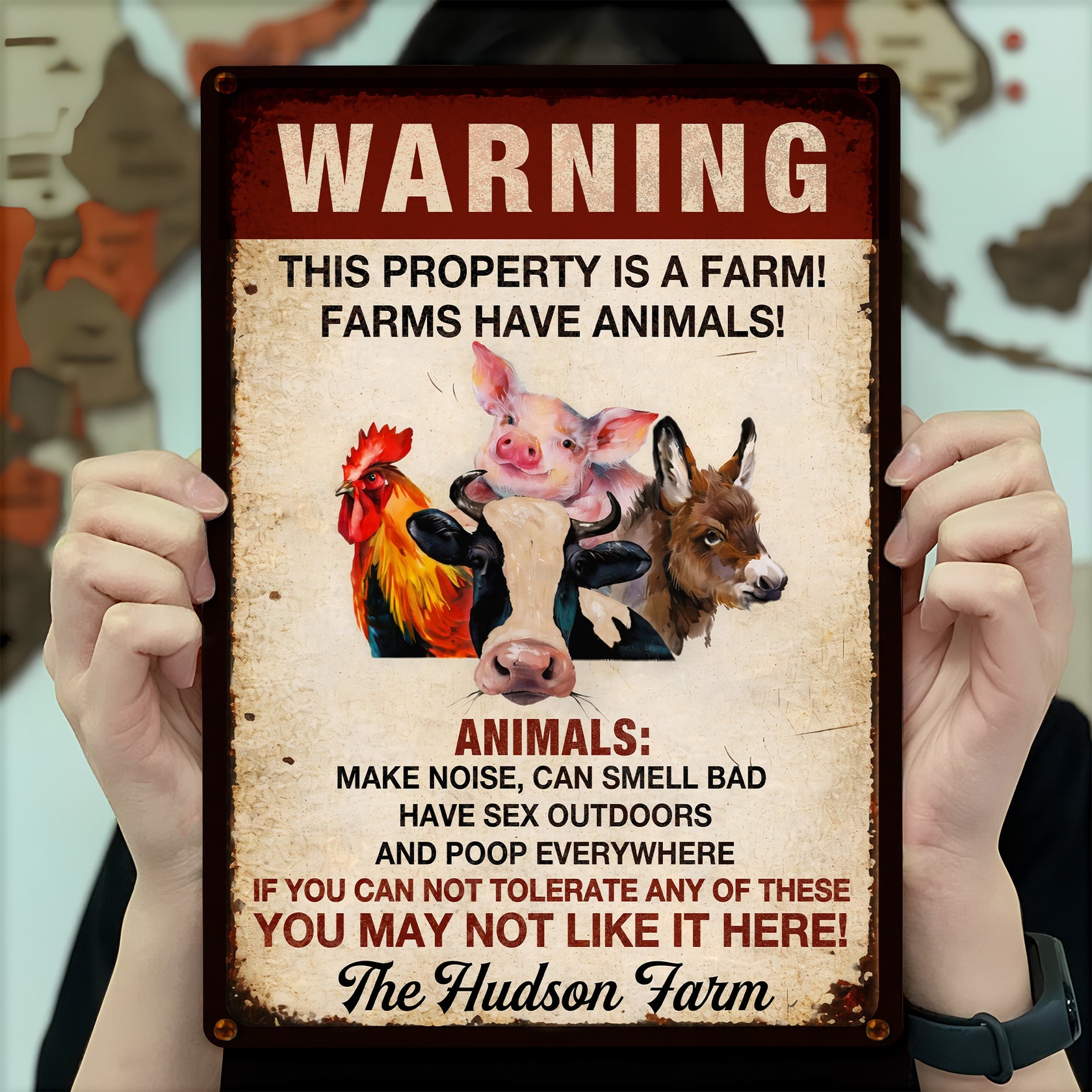 Warning This Property Is A Farm With Farm Animals, Personalized Metal ...