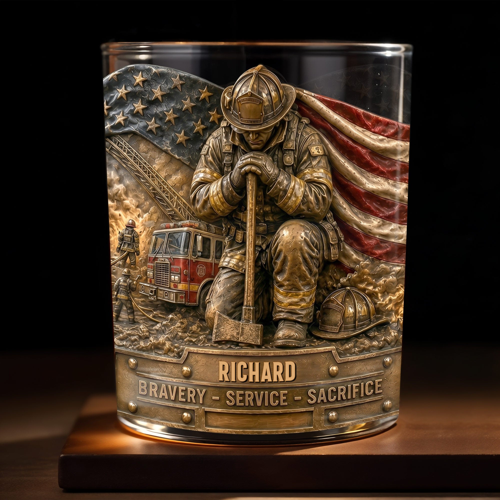 Bravery Service Sacrifice Firefighter, Whiskey Glass, Gift For Heroes ...