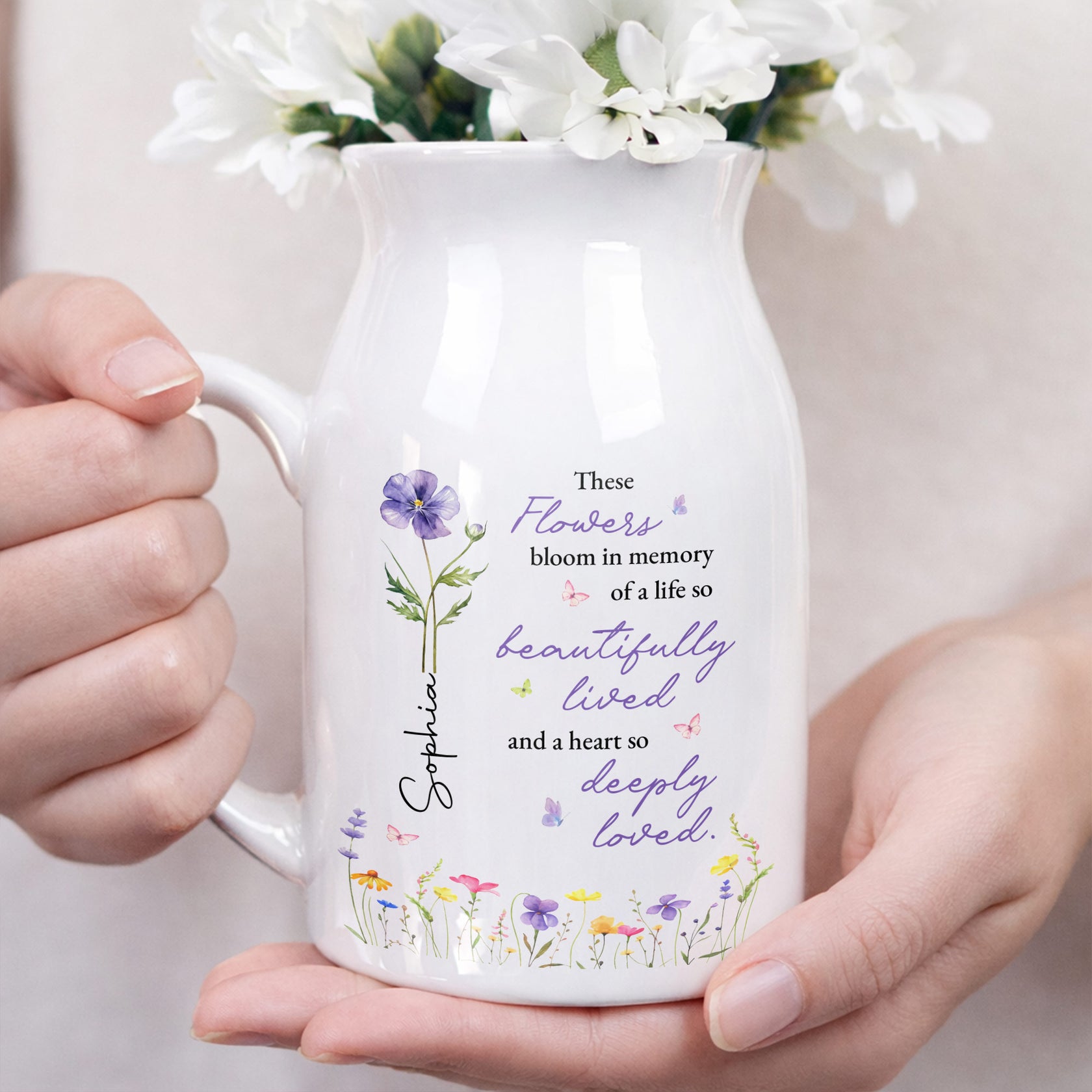 These Flowers Bloom In Memory, Personalized Ceramic Flower Vase ...