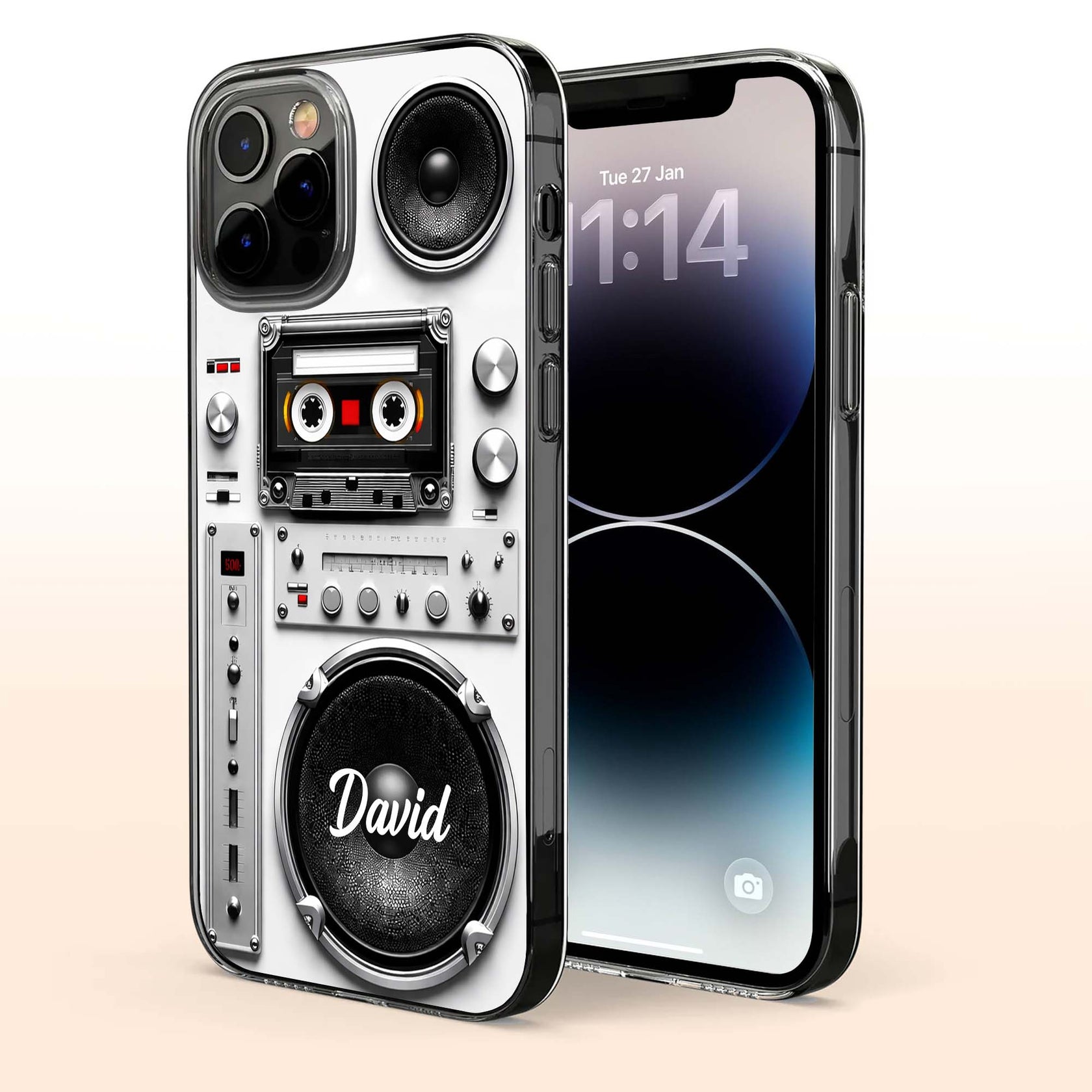 Retro Boombox Vibes, Personalized Clear Phone Case, Gift For Music ...