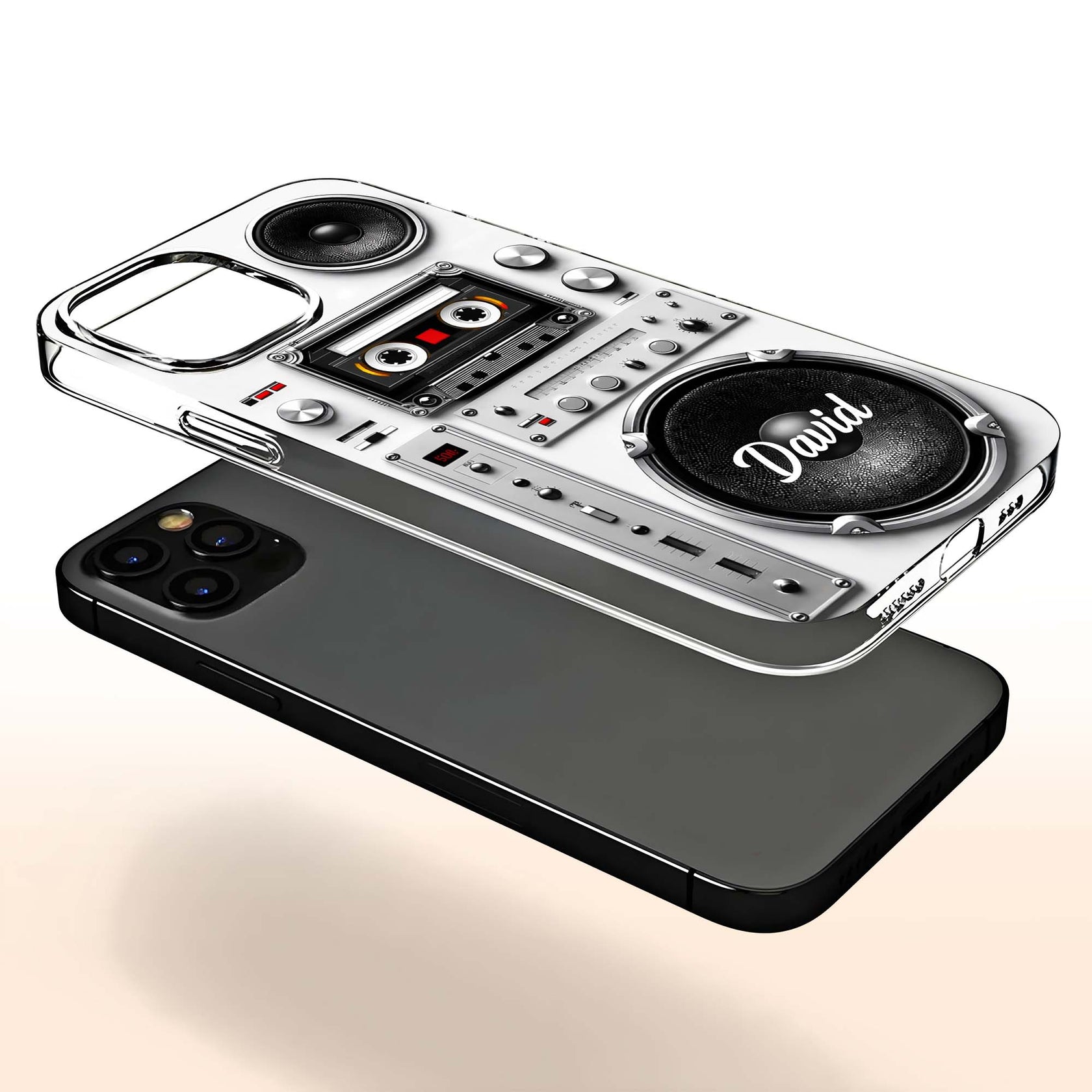 Retro Boombox Vibes, Personalized Clear Phone Case, Gift For Music ...