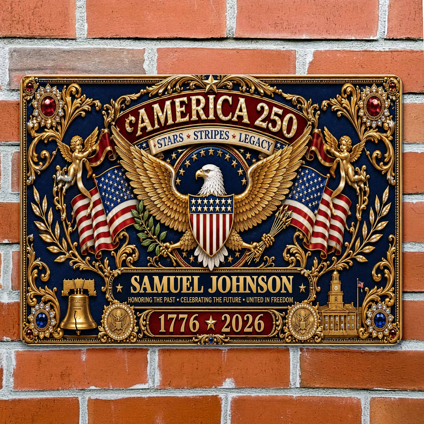 America 250 Stars Stripes Legacy, Personalized Metal Sign, Gift For ...