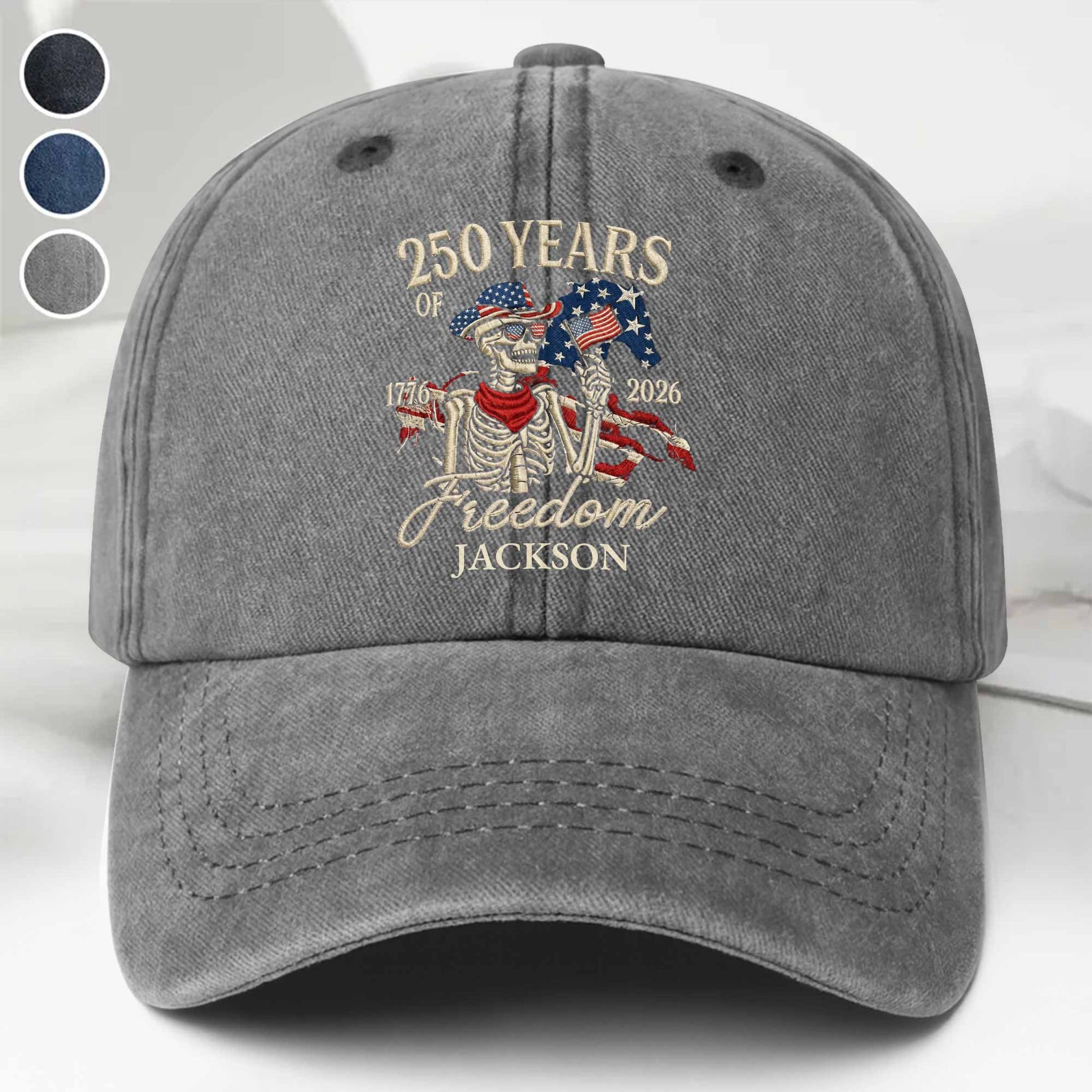 250 Years Of Freedom, Personalized Custom Washed Denim Cap, Gift For ...