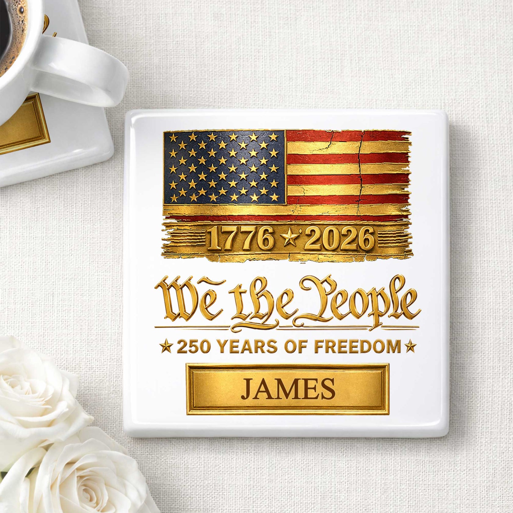 We The People, Personalized Ceramic Coaster, Gift For Patriots – ALMAGEMS