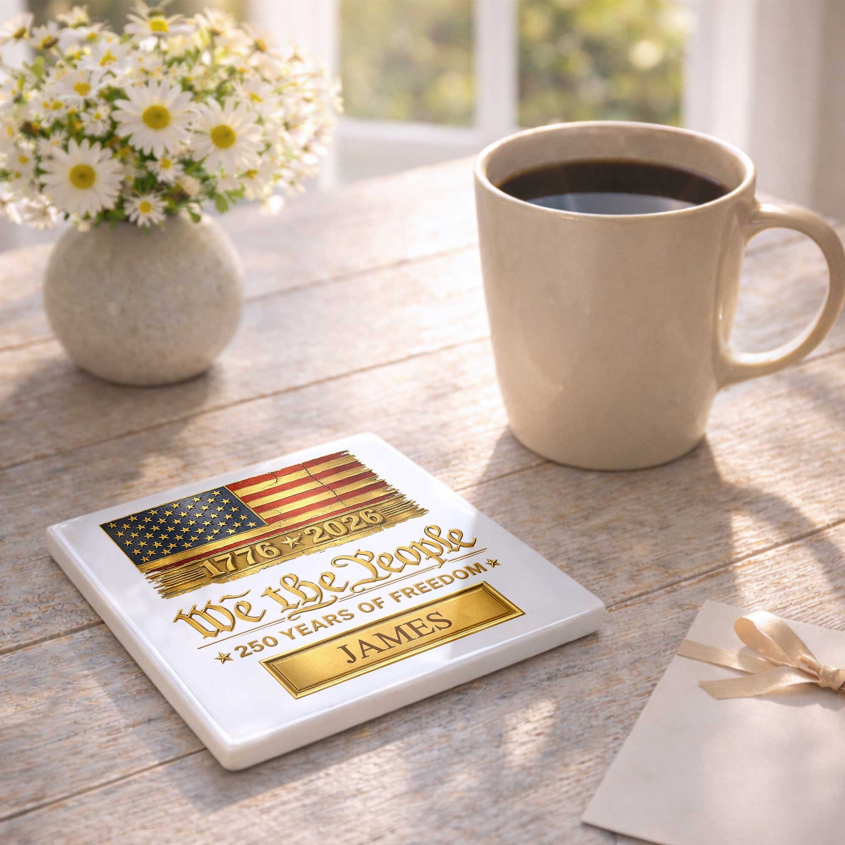 We The People, Personalized Ceramic Coaster, Gift For Patriots – ALMAGEMS